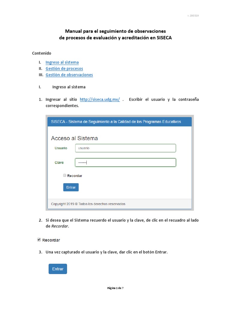 Manual Observaciones SISECA PDF | PDF | Point and Click | Informática
