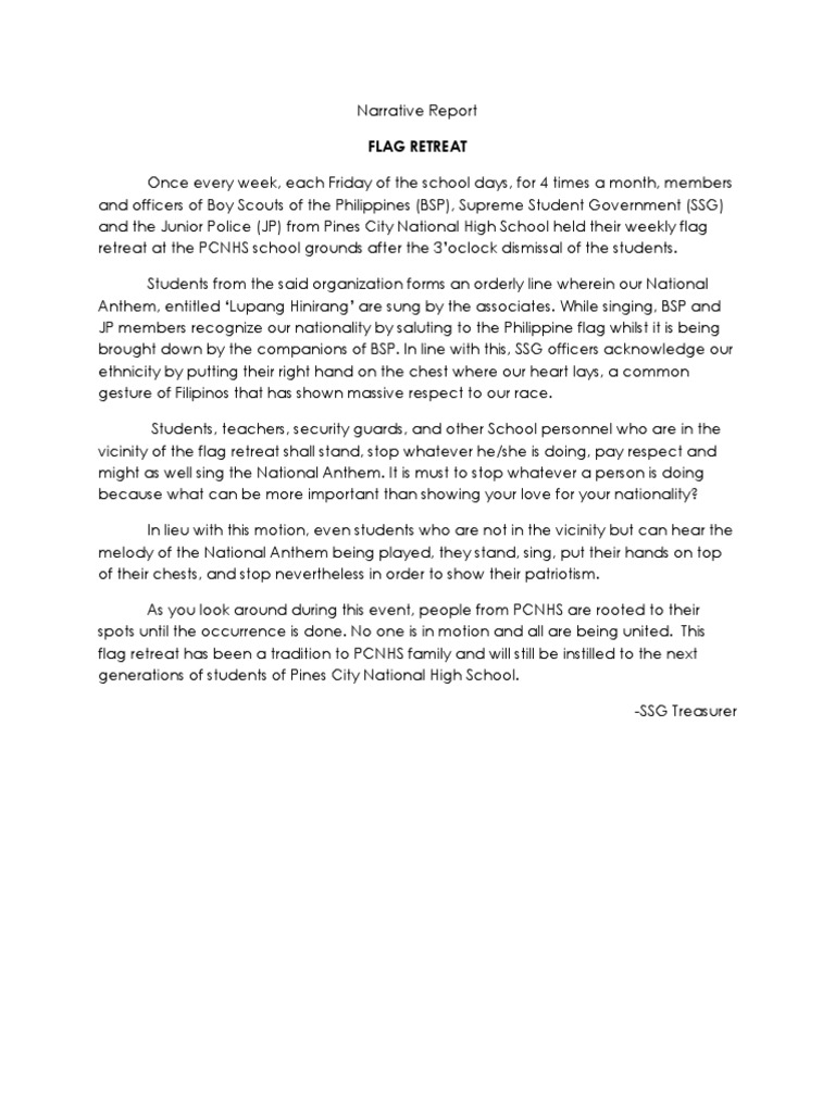 Narrative Report | PDF | The Star Spangled Banner | Learning