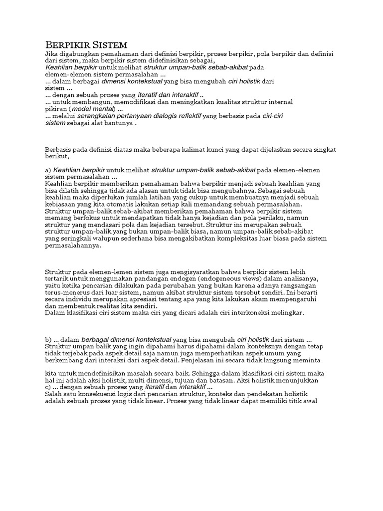 Panduan Berpikir Sistem Efektif | PDF