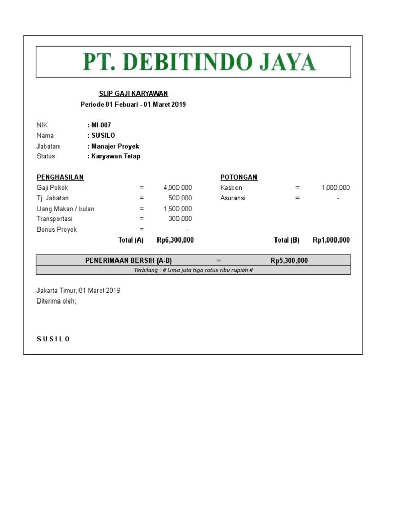 Contoh Slip Gaji | PDF