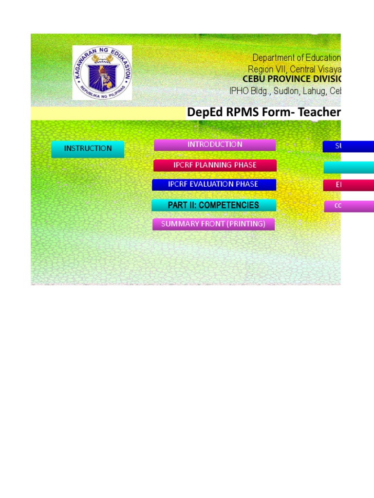 Deped Rpms Form-Teachers: Department of Education Region Vii, Central ...