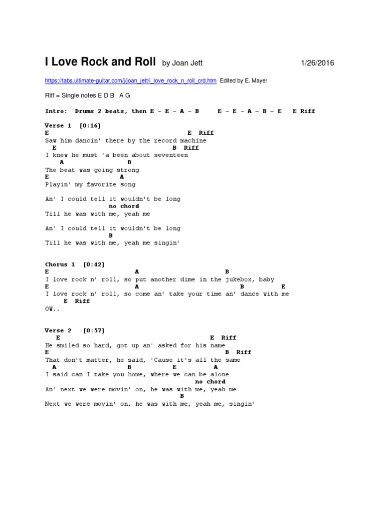 I Love Rock N Roll | PDF | Song Structure | Song Recordings