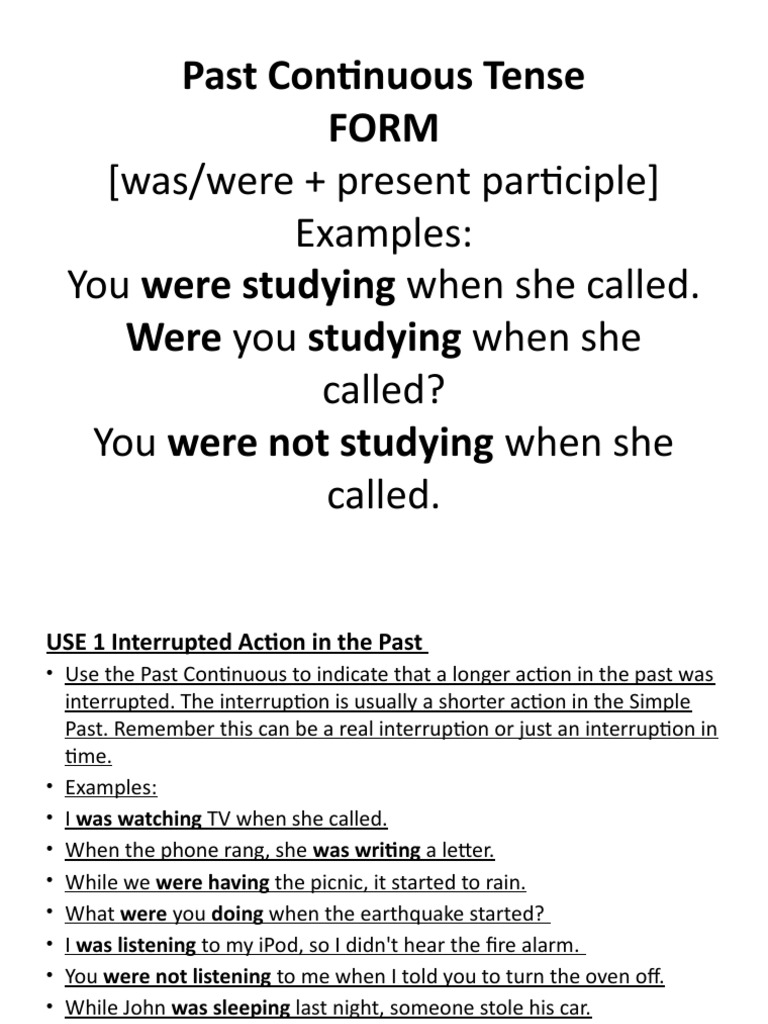 Past Continuous Tense | PDF | Verb | Linguistic Morphology