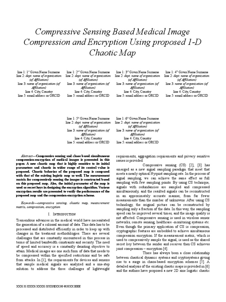 Compressive Sensing Based Medical Image Compression and Encryption Using Proposed 1-D Chaotic ...