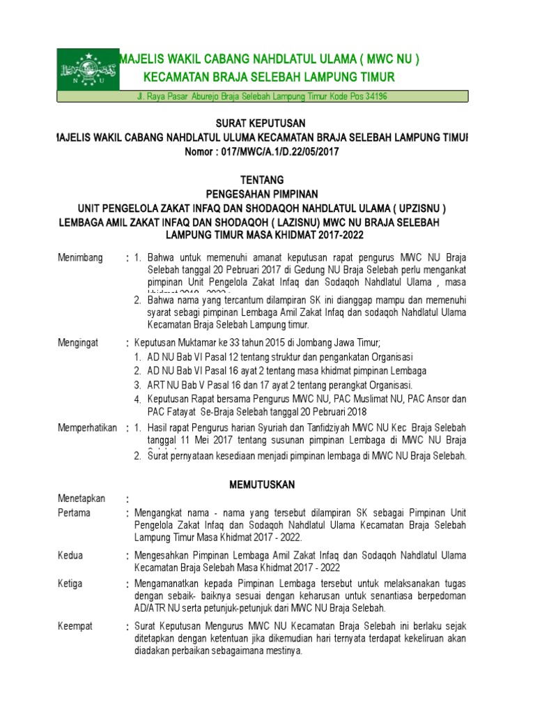 SK Lazisnu 2018 | PDF | Karier & Perkembangan