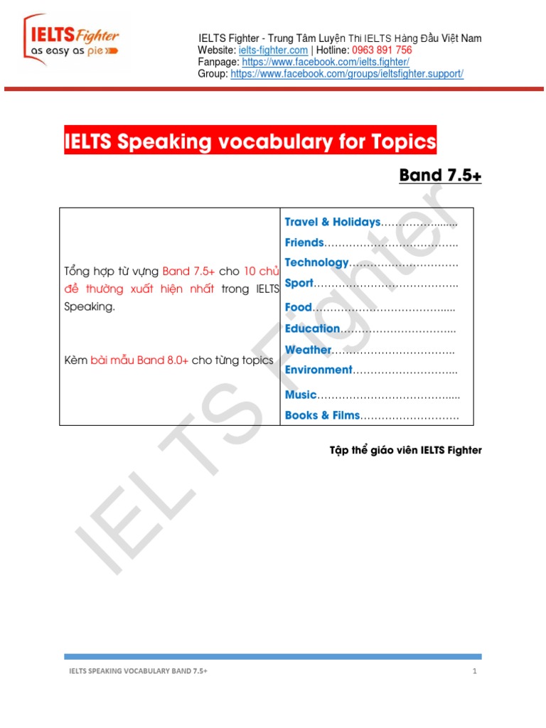 IELTS Speaking Vocabulary for Band 7.5+ | PDF | Personal Computers ...