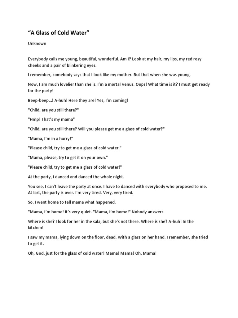 A Glass of Cold Water | PDF