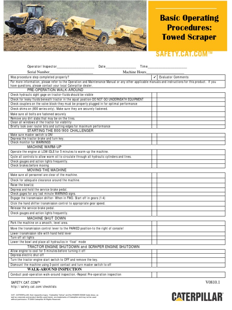 Towed Scraper Checklist V0810.1 PDF | PDF | Tractor | Transmission ...