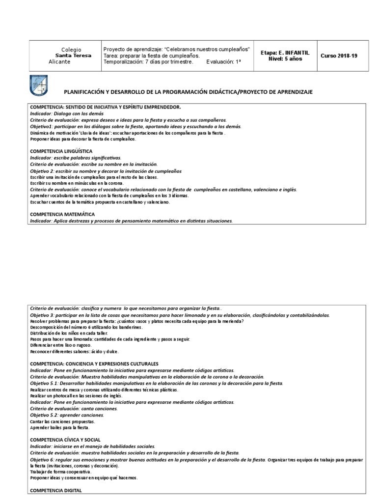 Fiesta de Cumpleaños en Educación Infantil | PDF | Cumpleaños | Evaluación