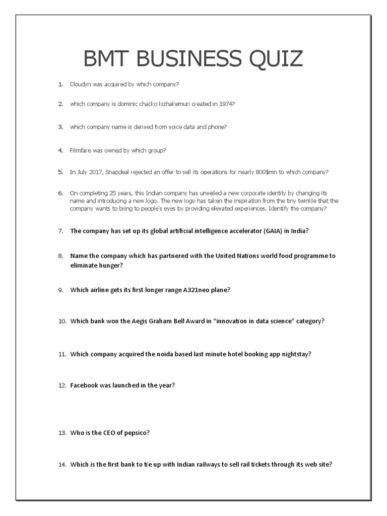 BMT Questions | PDF | Business