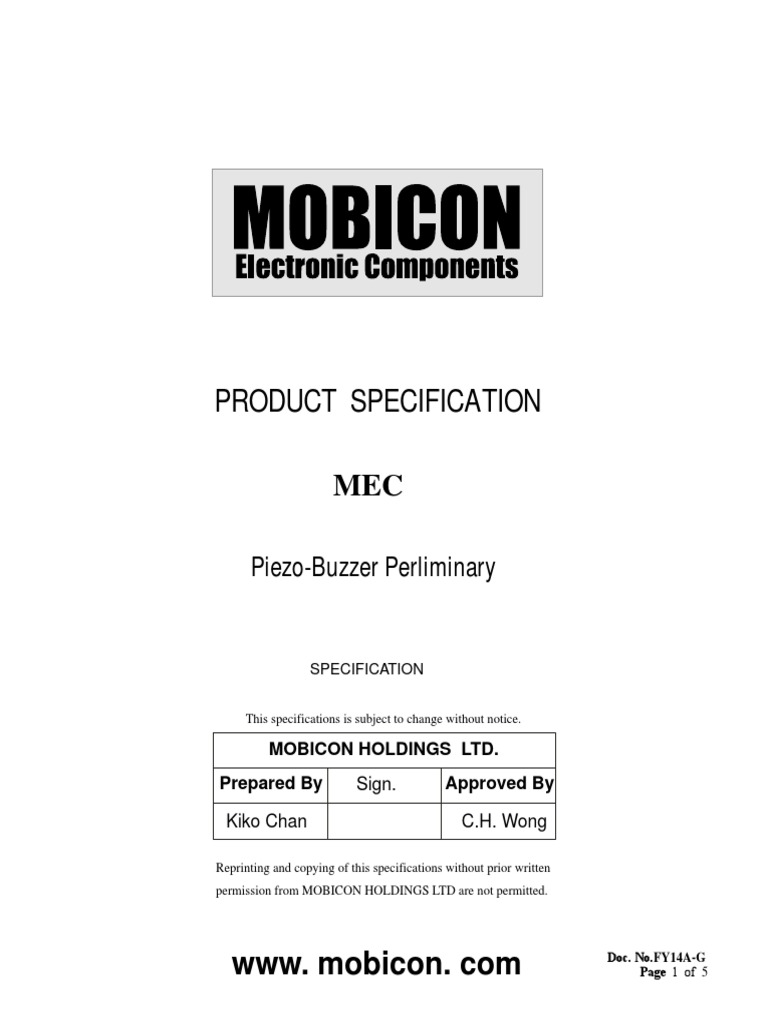 Buzzer Datasheet | PDF | Soldering | Solder