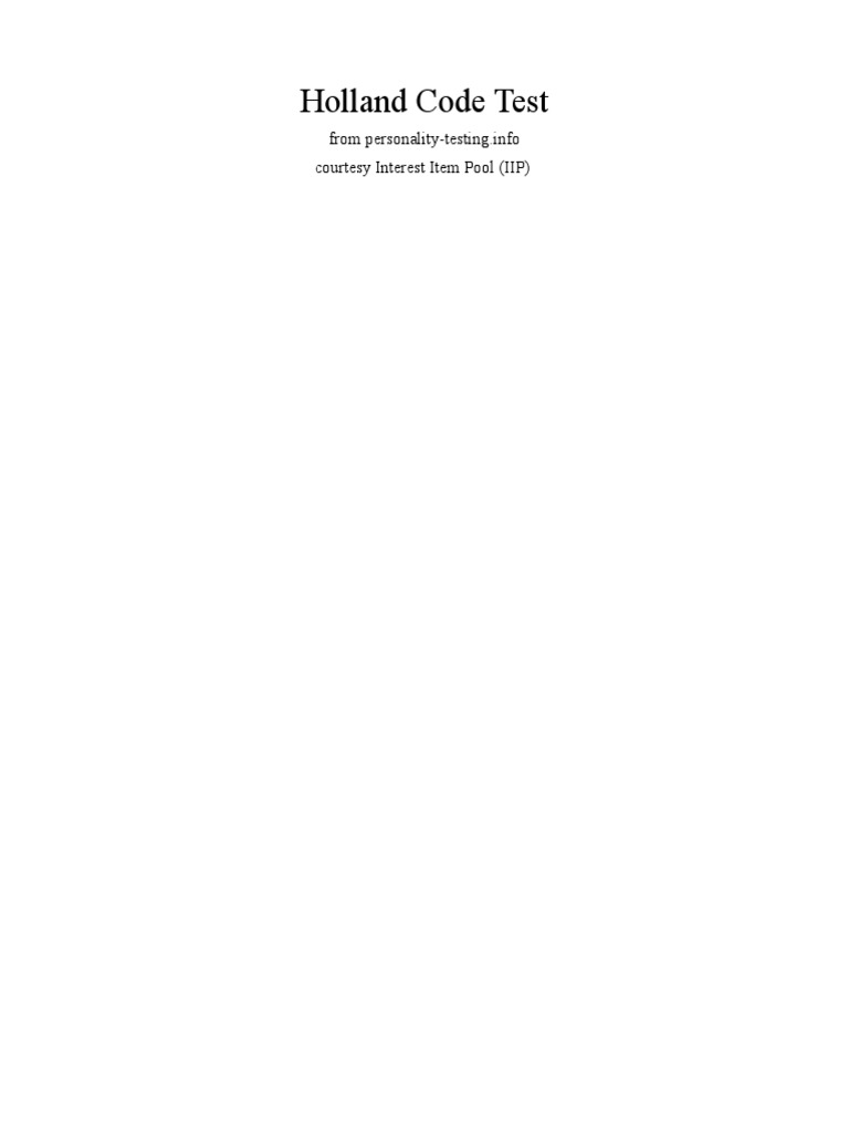 Holland Code Career Assessment Test | PDF | Business
