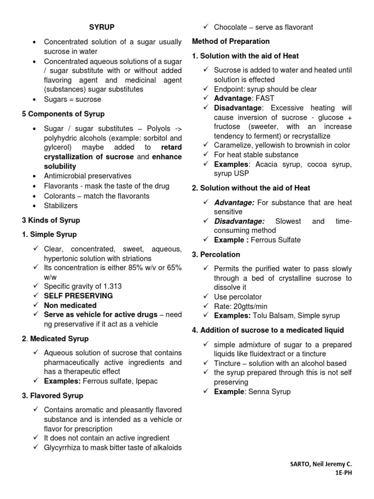 Preparation 16 17 | PDF | Sucrose | Syrup
