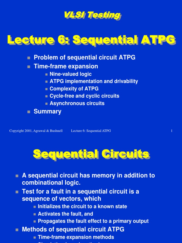 Lecture 6: Sequential ATPG: VLSI Testing | PDF | Digital Electronics ...
