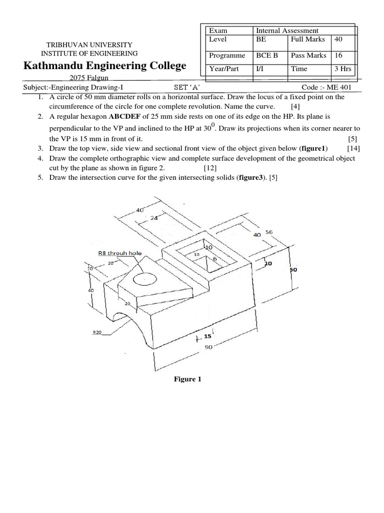 Engineering Drawing Exam Paper 2075 | PDF