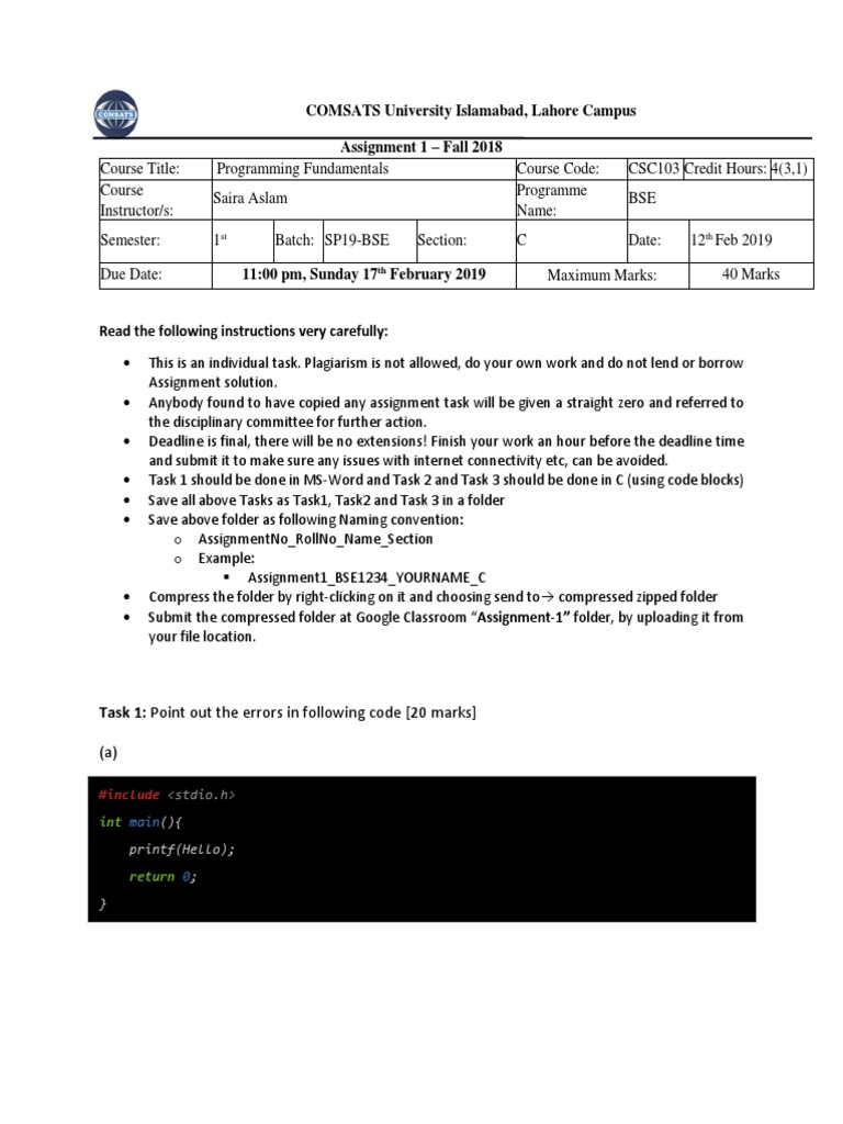 Assignment 1 Pdf Computer Programming Computing