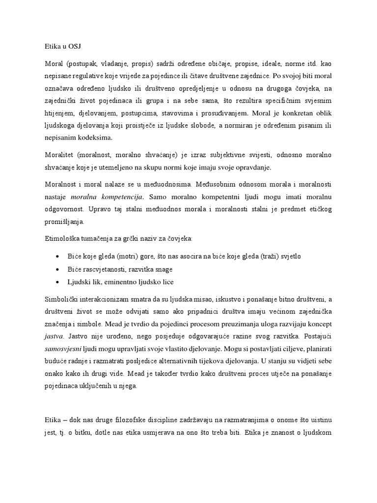 Etika U OSJ | PDF