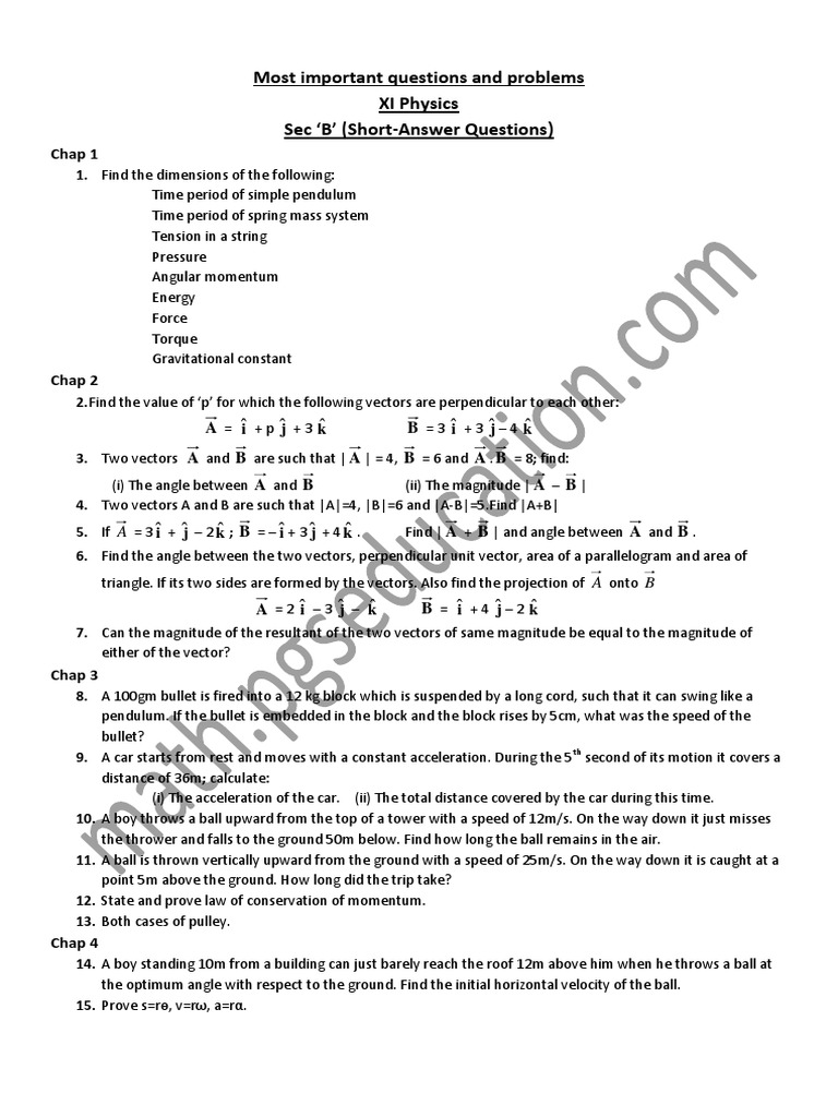 Physics Short-Answer Questions Guide | PDF | Waves | Wavelength