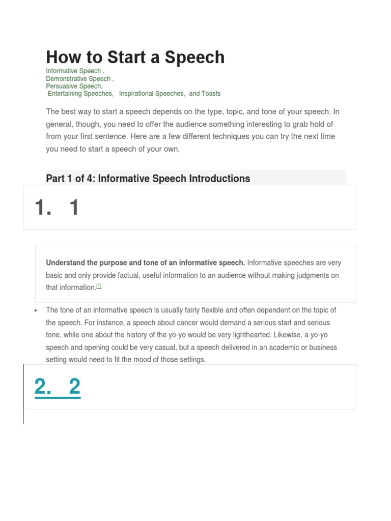 How To Start A Speech: Part 1 of 4: Informative Speech Introductions ...