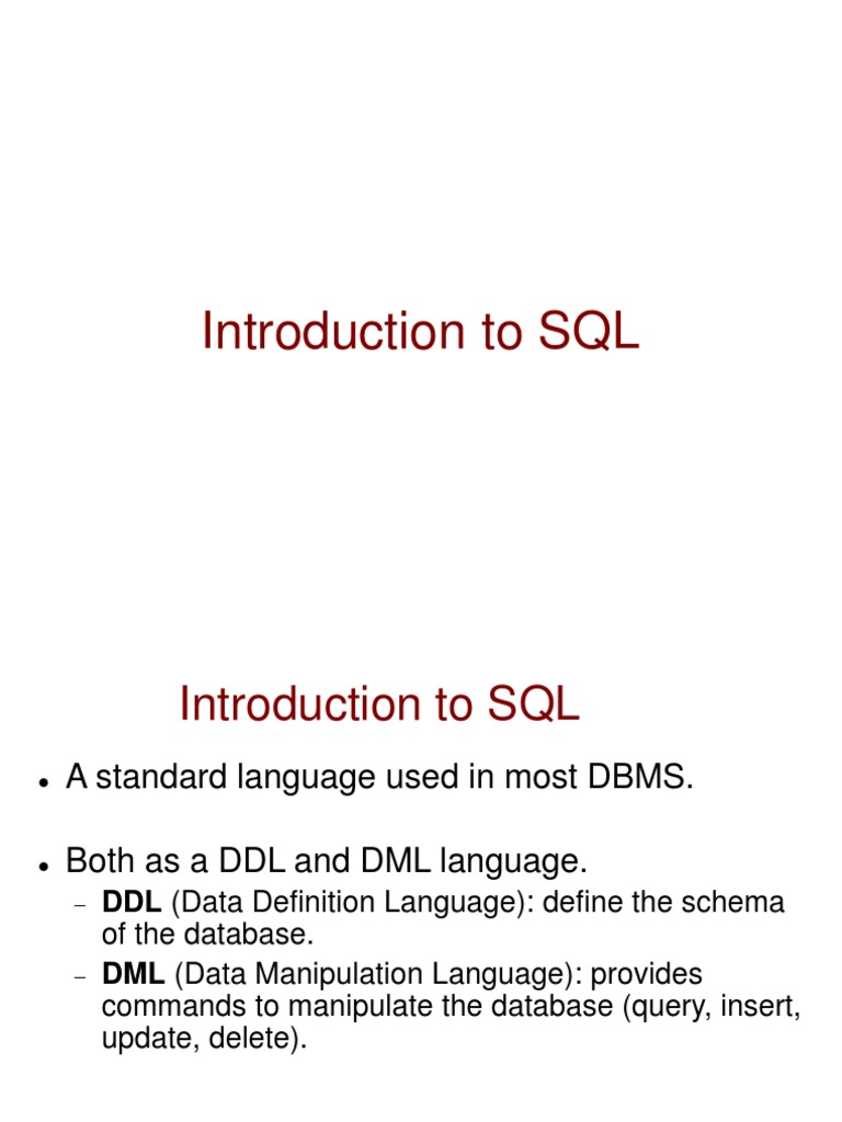 Introduction To SQL | PDF | Sql | Databases