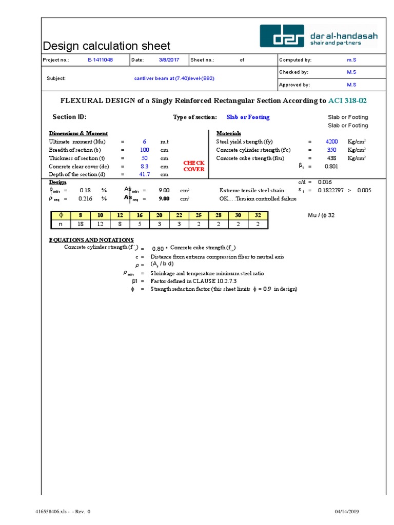 ACI-Bend by Excel | PDF | Strength Of Materials | Concrete