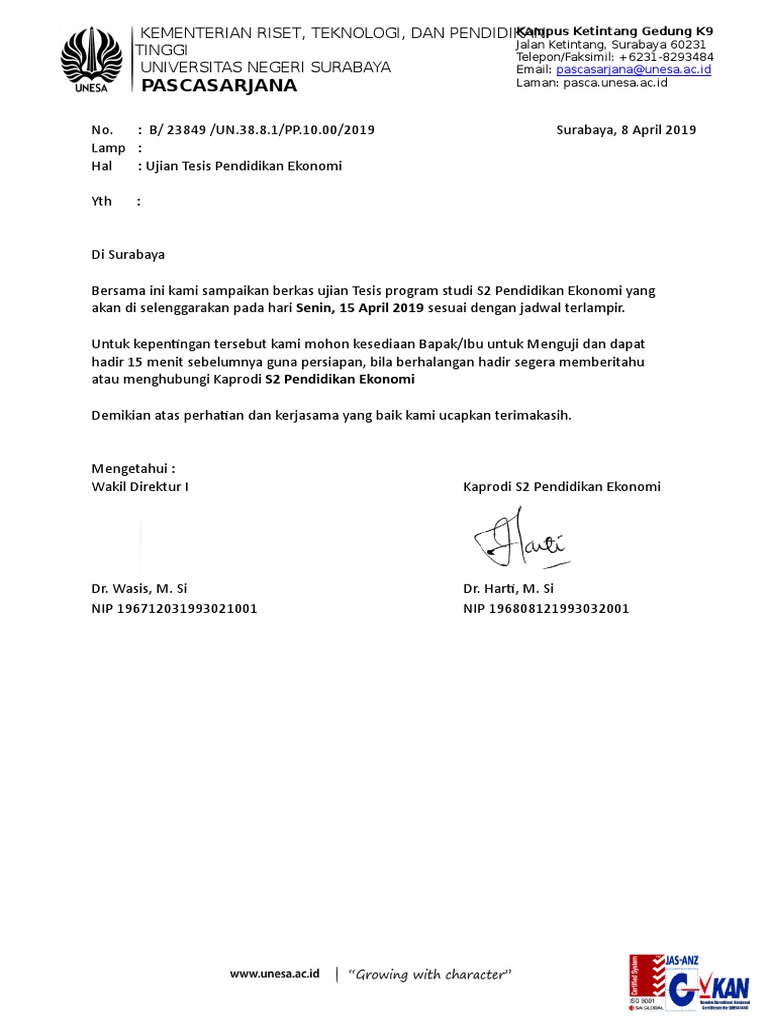 Kop Surat No Ujian Kompre | PDF