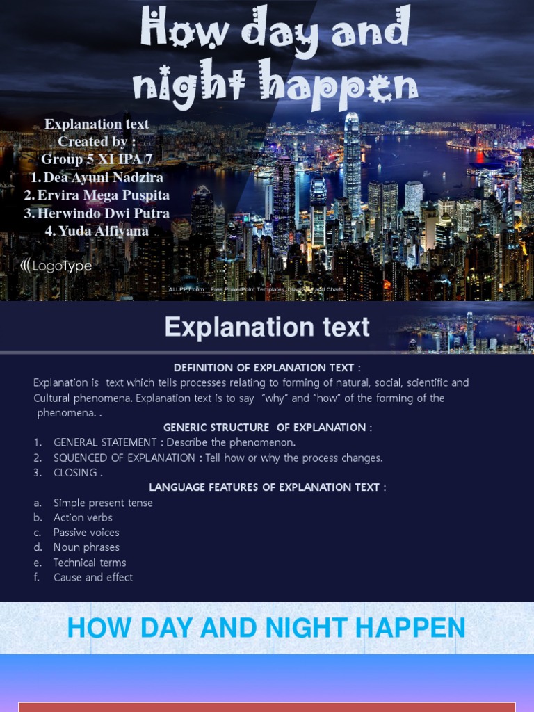 Explanation Text How Day and Night Happen by Group 5. Xi Ipa 7 Edited ...