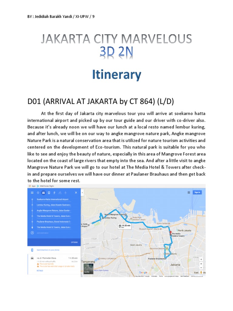 Jakarta City Marvelous Tour Itinerary | PDF | Jakarta | Indonesia