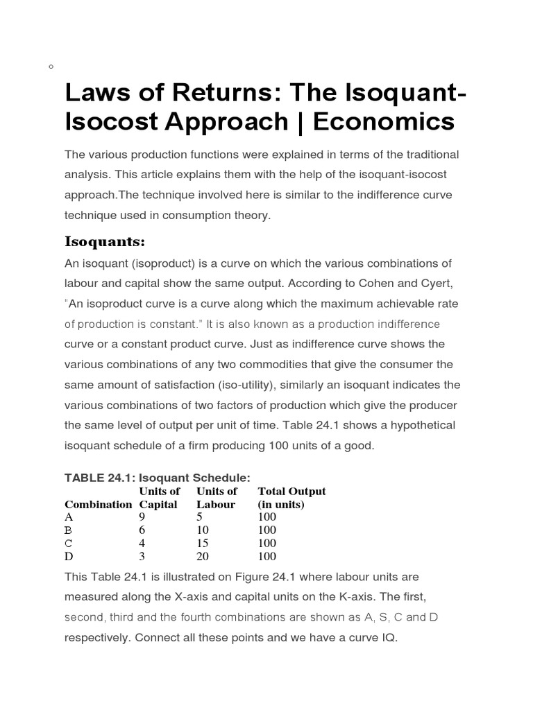 Isoquant, Isocost Line, Expansion Path, Ridge Lines, Returns To Scale ...