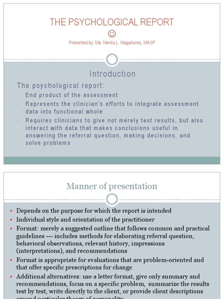 The Psychological Report | PDF | Psychological Evaluation | Psychology