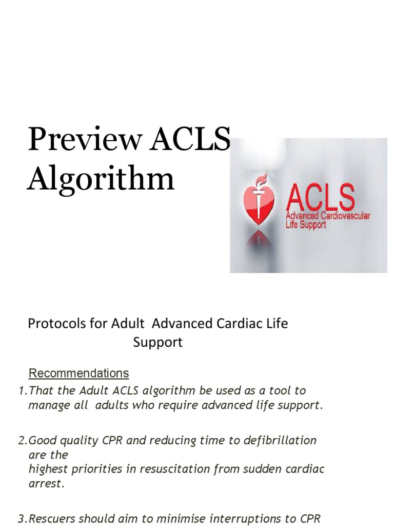 Preview ACLS Algorithm PDF | PDF | Cardiopulmonary Resuscitation ...