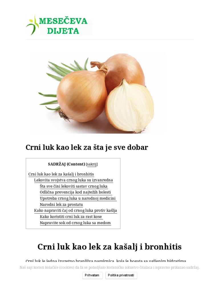 Crni Luk Kao Lek Za Bronhitis - Kašalj - Kosu | PDF