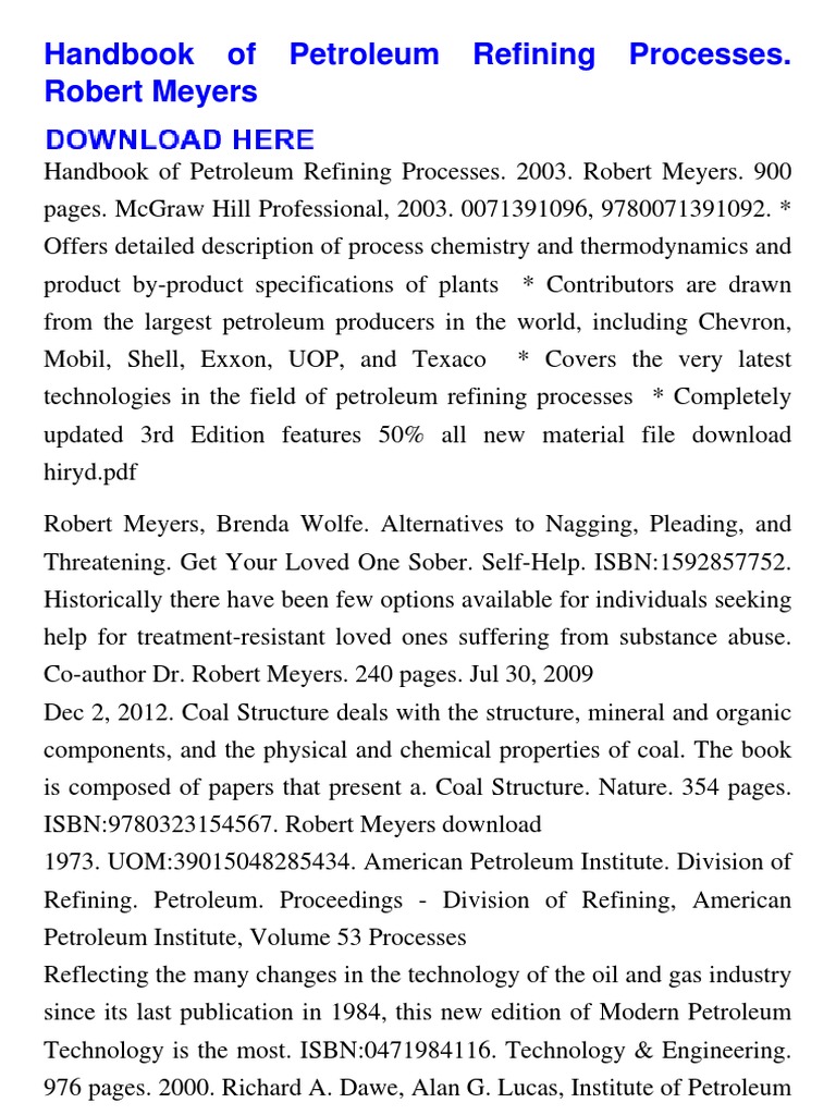 Handbook of Petroleum Refining Processes. Robert Meyers | PDF | Oil ...