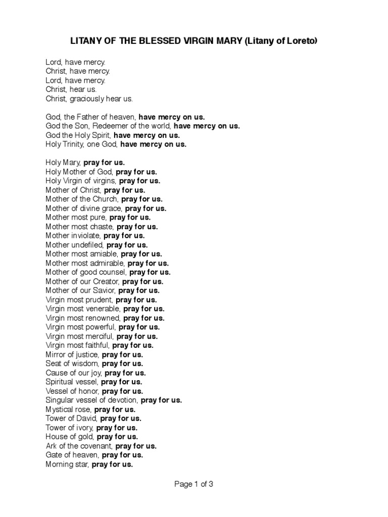Litany of The Blessed Virgin Mary PDF | PDF | Mercy | Mary, Mother Of Jesus Litany of The Blessed Virgin Mary PDF | PDF | Mercy | Mary, Mother Of Jesus