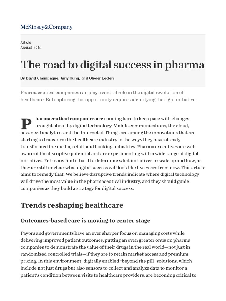 The Road To Digital Success in Pharma - McKinsey & Company | PDF ...