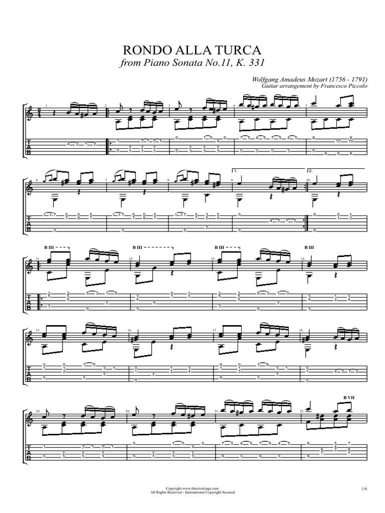 17 - Mozart - Rondo Alla Turca PDF | PDF | Piano Sonatas | Musical Forms