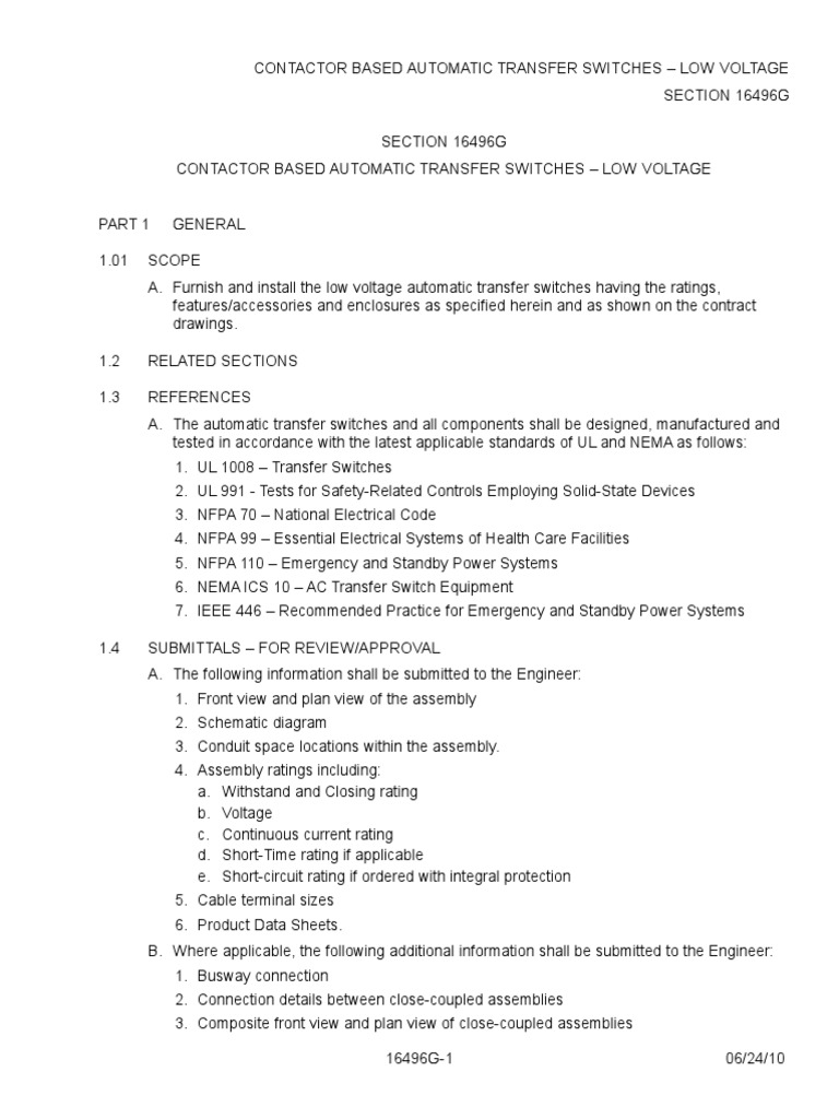 Automatic Transfer Switch - Contactor | PDF | Switch | Electromagnetic ...
