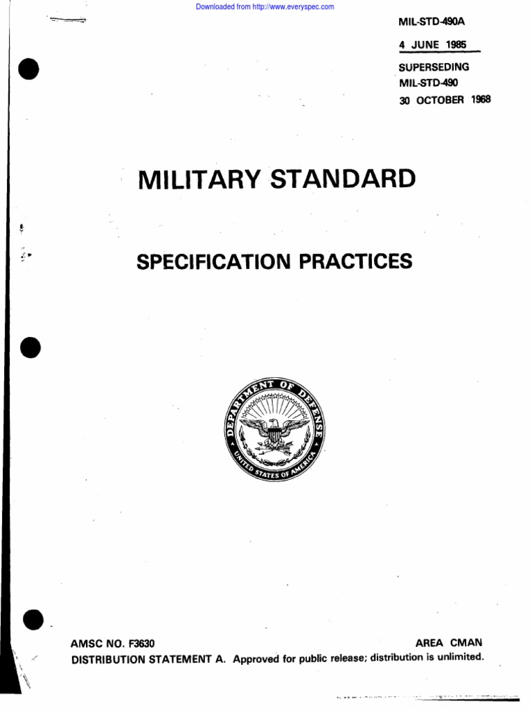 Mil STD 490a PDF | PDF | Specification (Technical Standard) | Interface (Computing)