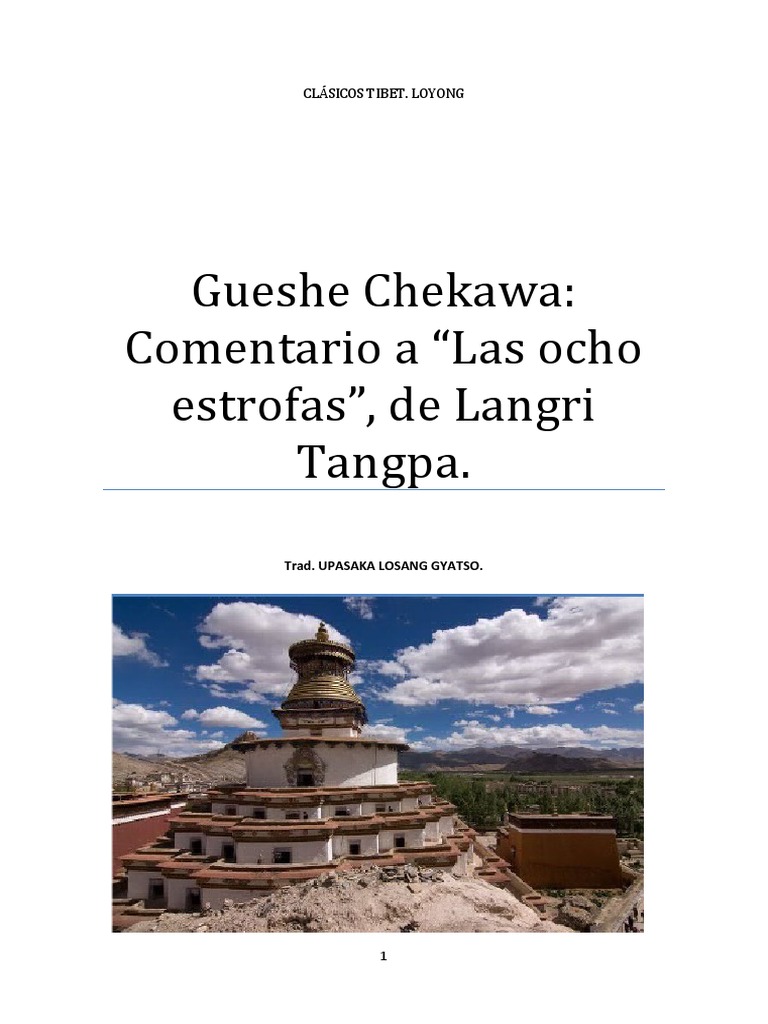 Gueshe Chekawa Comentario A Las Ocho Estrofas, de Langri Tangpa. | PDF ...
