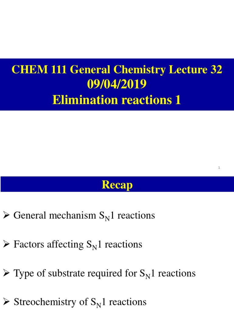 Elimination Reactions in Organic Chemistry | PDF | Alkene | Chemical ...