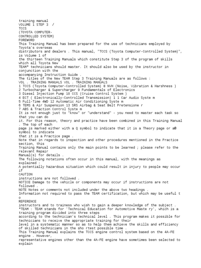Tccs Toyota Computer Controlled System | PDF | Fuel Injection | Throttle