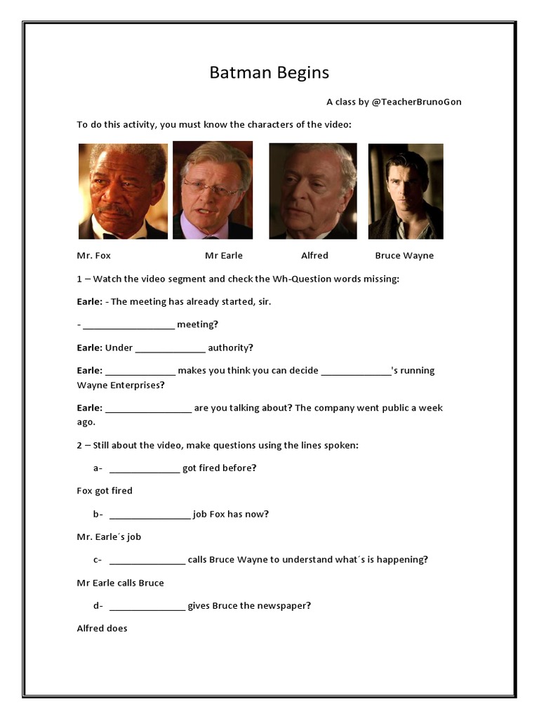 Batman Begins Video Activity Guide | PDF