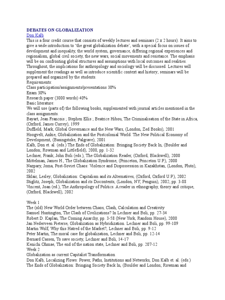 Debates On Globalization | PDF | Political Science | Public Sphere