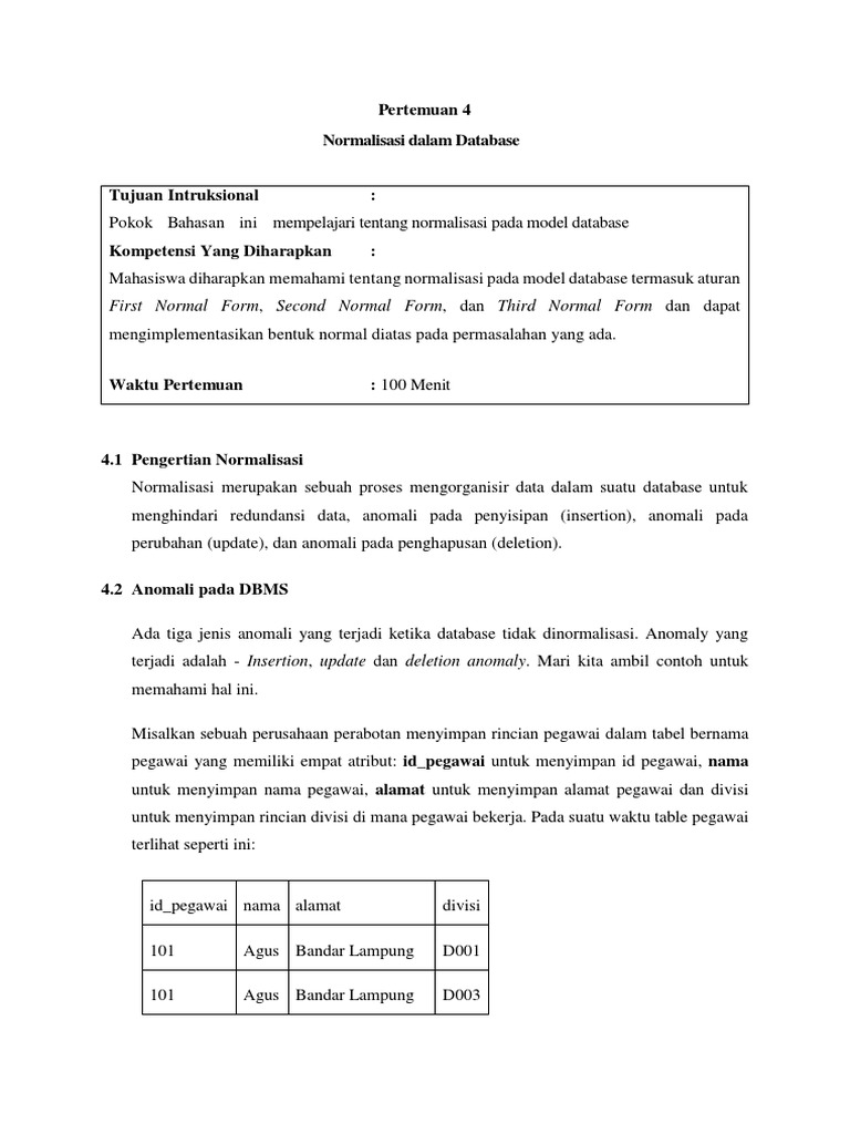 Modul 4 - Normalisasi Dalam Database | PDF | Komputer