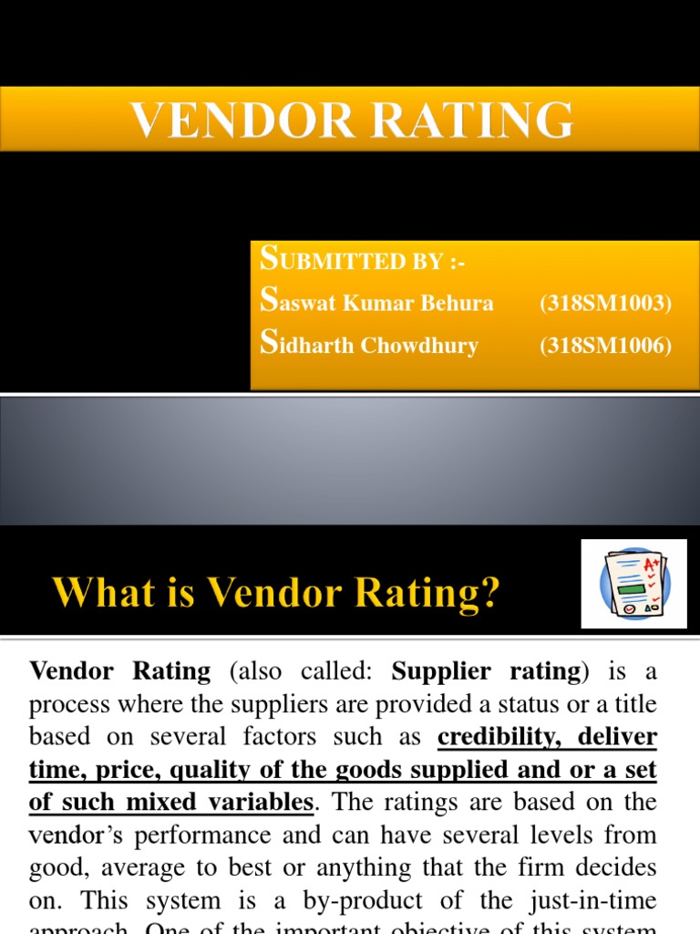 Vendor Rating | PDF | Supply Chain | Business