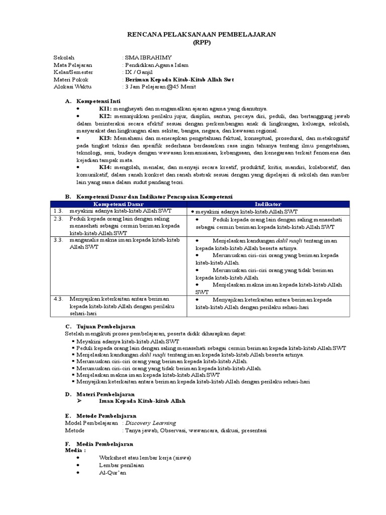 RPP Terbaru Discovery Learning + HOTS (Higher Order Thinking Skill) | PDF