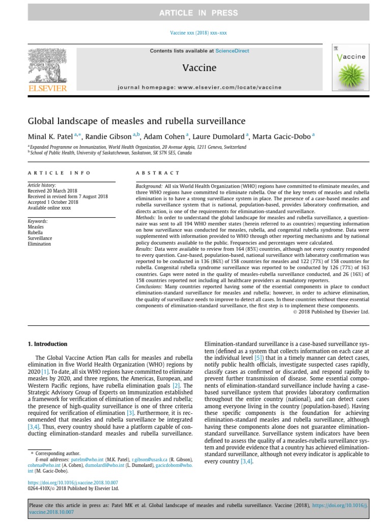 Global Landscape of Measles and Rubella Surveillance | PDF | Measles ...