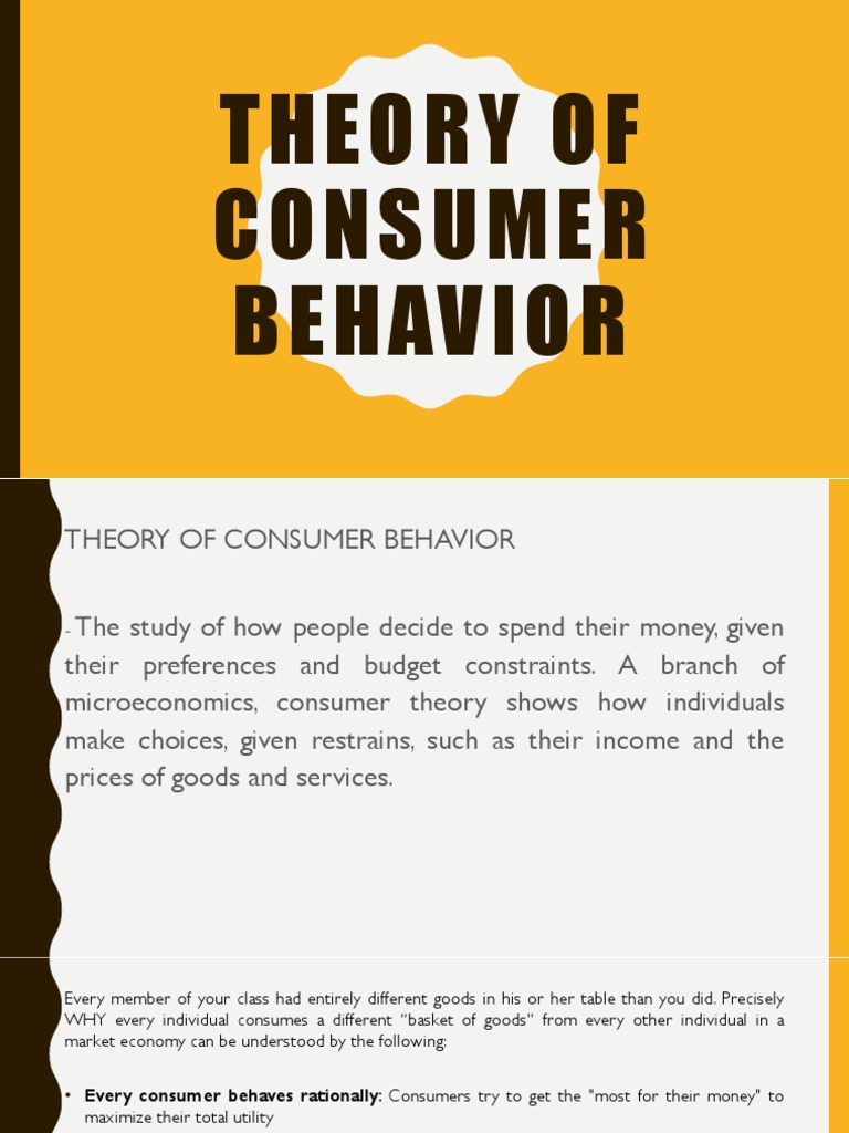 Theory of Consumer Behavior | PDF | Utility | Marginal Utility