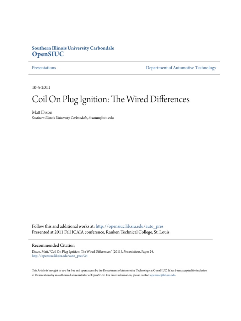 Coil On Plug Ignition - The Wired Differences PDF | PDF | Ignition ...