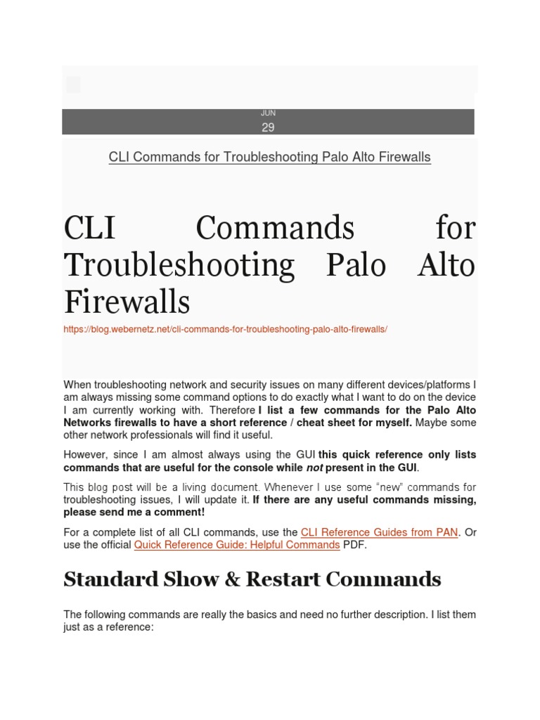 Palo Alto Firewall CLI Troubleshooting | PDF | Command Line Interface | Routing